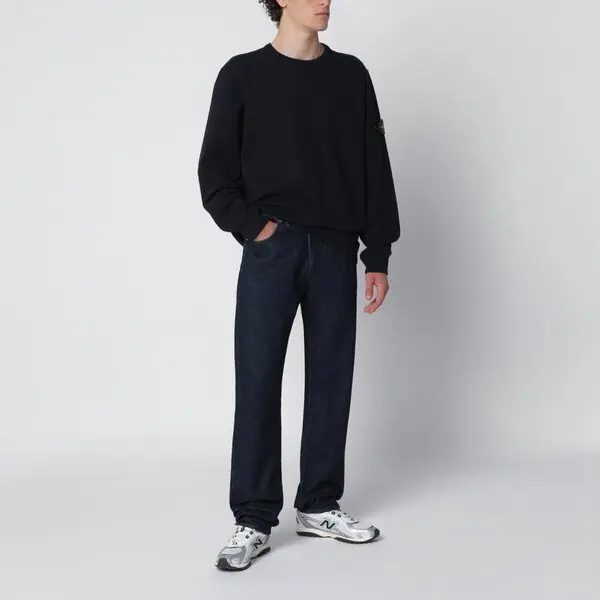 Stone Island Navy Crewneck Sweatshirt In Cotton - Blue