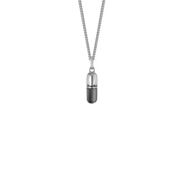 TRUE ROCKS Silver / Grey Gun Metal Grey & Sterling Silver Mini Pill Pendant - Silver/grey