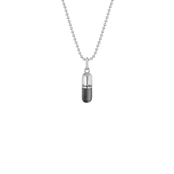 TRUE ROCKS Grey / Silver Gun Metal Grey & Sterling Silver Small Pill Pendant - Grey/silver