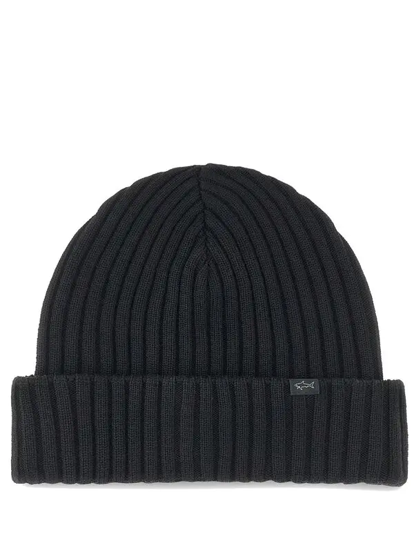 Paul & Shark Wool Ribbed Beanie - Black