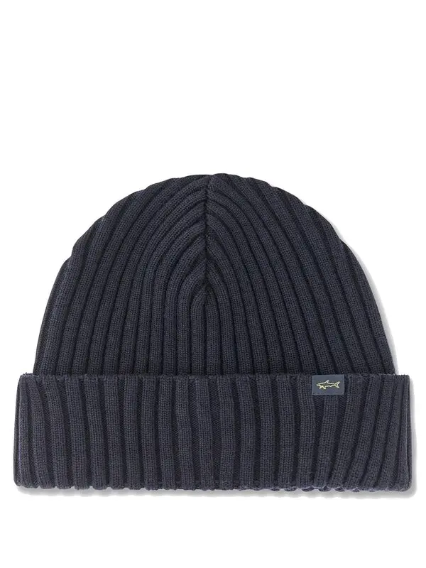 Paul & Shark Wool Ribbed Beanie - Blue
