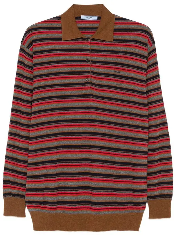 Prada Striped Cashmere Polo
