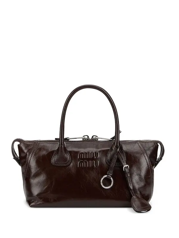 Miu Miu Leather Tote Bag With Embossed Logo