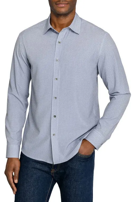W.R.K Slim Fit Circle Geo Performance Button-up Shirt - White/blue