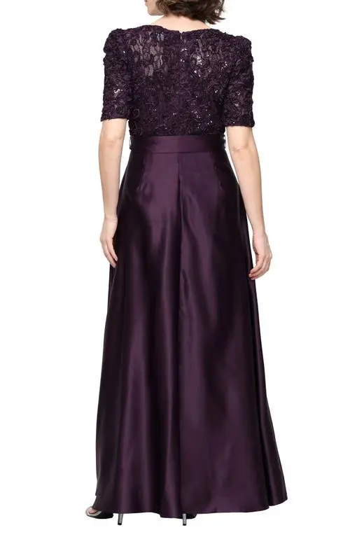 Alex Evenings Sequin Soutache Bodice Empire Waist A-line Gown