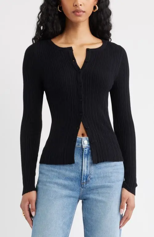 OPEN EDIT Rib Cardigan - Black