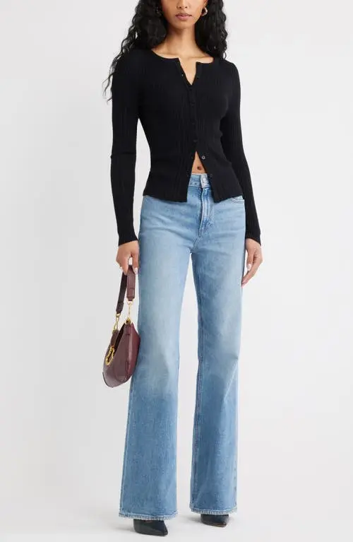 OPEN EDIT Rib Cardigan - Black