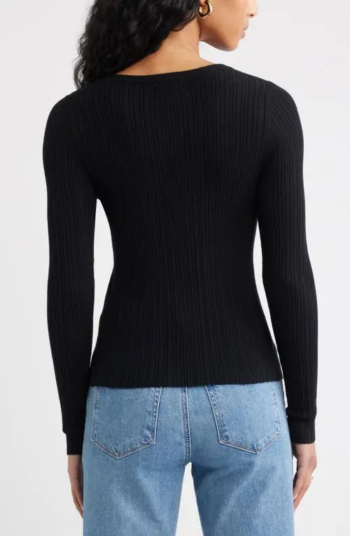 OPEN EDIT Rib Cardigan - Black