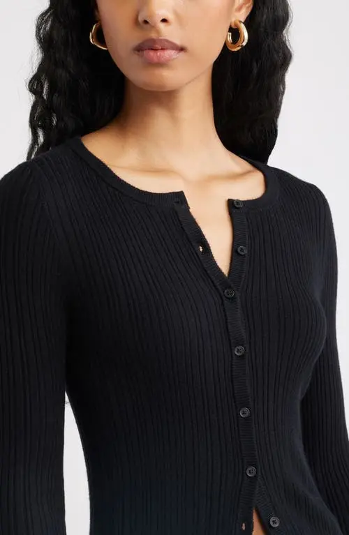 OPEN EDIT Rib Cardigan - Black