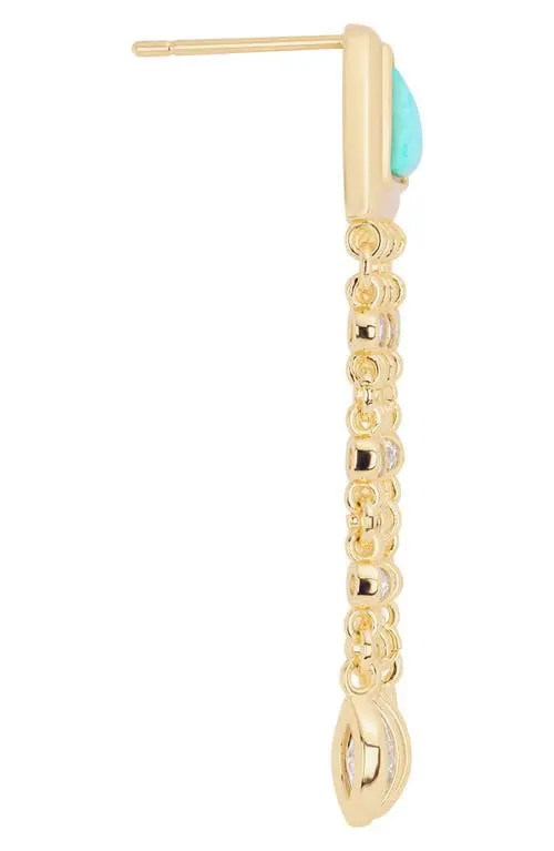 ATHRA LUXE Turquoise & Cubic Zirconia Fringe Drop Earrings