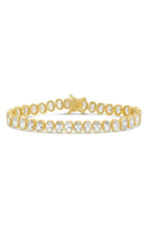SHYMI Bezel Set Oval Cubic Zirconia Tennis Bracelet - Gold