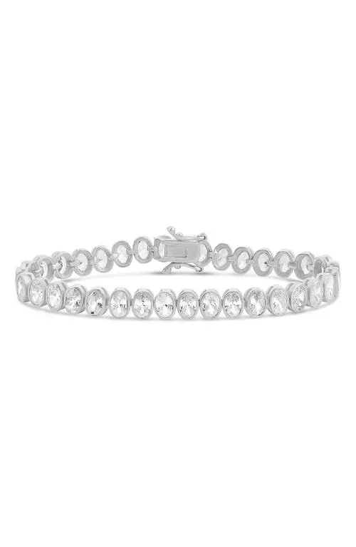 SHYMI Bezel Set Oval Cubic Zirconia Tennis Bracelet