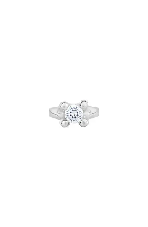 UNODE50 Sterling -plated Ring With White Cubic Zirconia Solitaire
