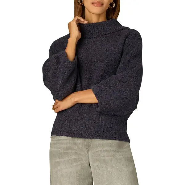 Wit & Wisdom Dolman Sleeve Bouclé Sweater - Blue Charcoal
