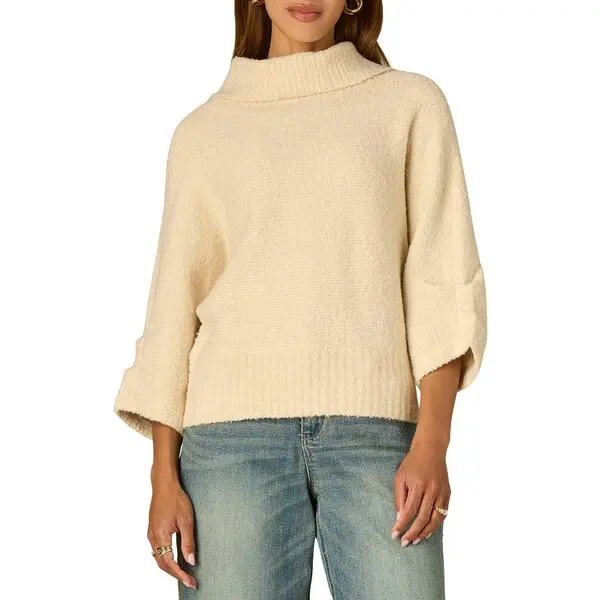 Wit & Wisdom Dolman Sleeve Bouclé Sweater - Cream
