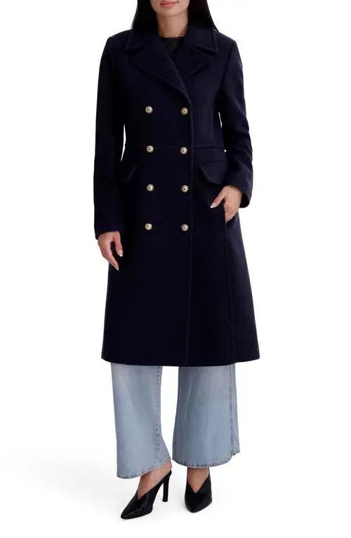 KENNETH COLE Double-breasted Twill Coat - Navy