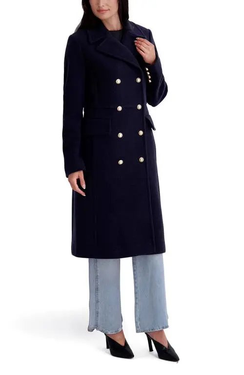 KENNETH COLE Double-breasted Twill Coat - Navy