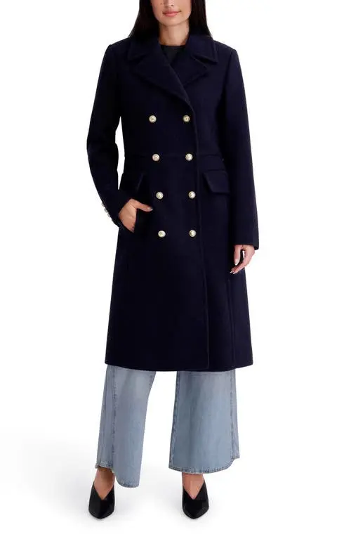 KENNETH COLE Double-breasted Twill Coat - Navy