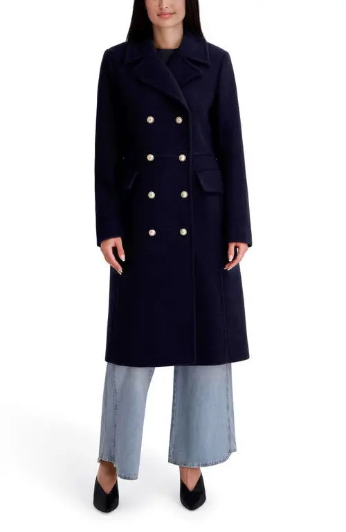 KENNETH COLE Double-breasted Twill Coat - Navy