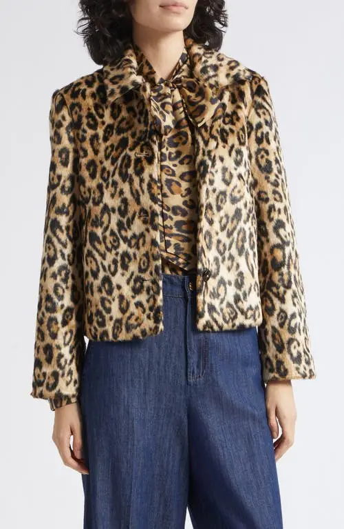 Marella Spotted Print Faux Fur Jacket