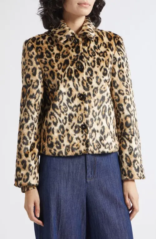 Marella Spotted Print Faux Fur Jacket
