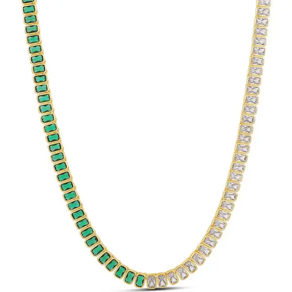 SHYMI Half And Half Tennis Necklace - Gold/emerald