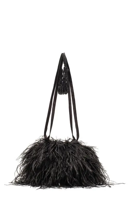 FRANCES VALENTINE Faux Feather Satin Bag