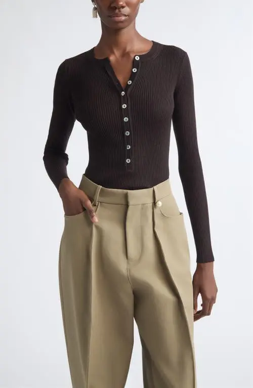 NACKIYE Merino Wool & Silk Henley Sweater