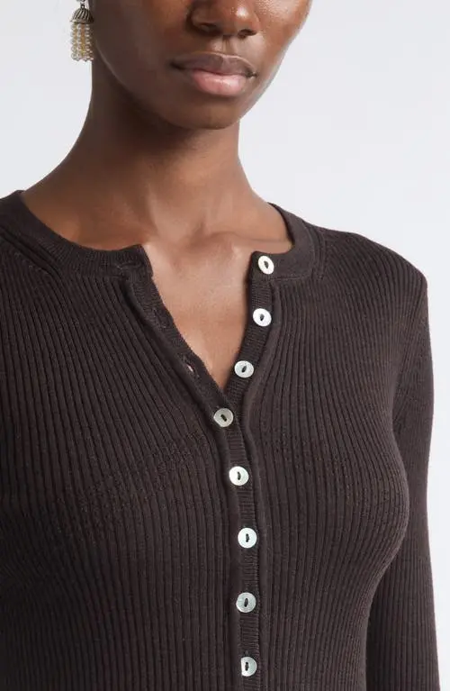 NACKIYE Merino Wool & Silk Henley Sweater