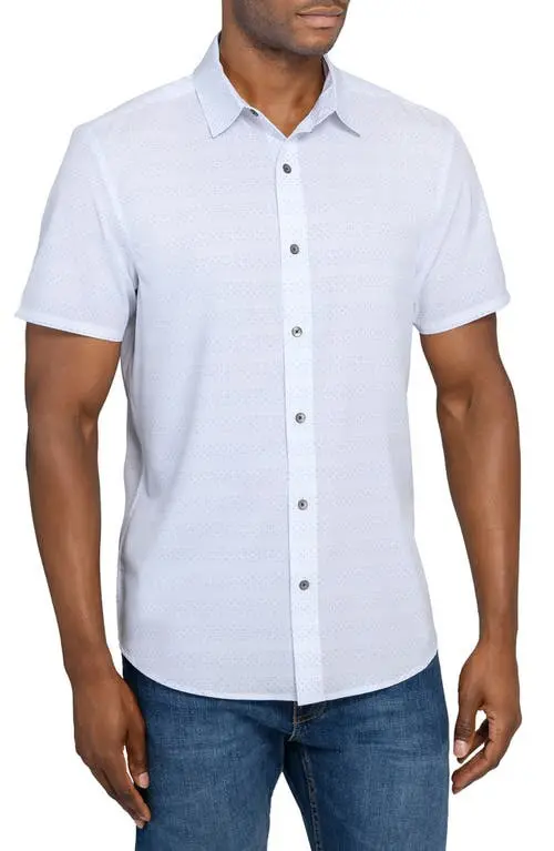 W.R.K Slim Fit Micro Geo Short Sleeve Performance Button-up Shirt