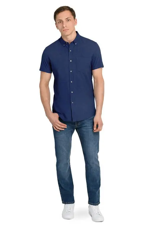 W.R.K Reworked Slim Fit Solid Short Sleeve Cotton Button-down Shirt