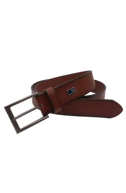 IZOD Genuine Leather Belt With Matte Brushed Gunmetal Hardware