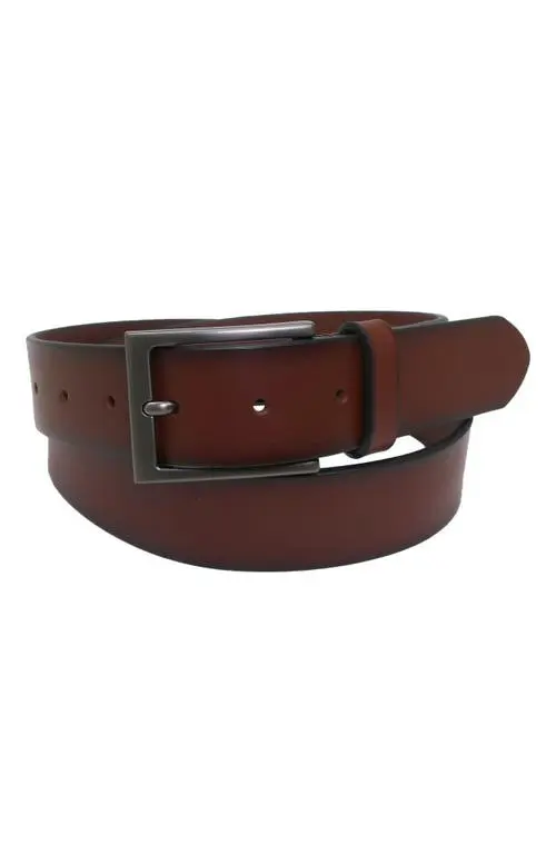 IZOD Genuine Leather Belt With Matte Brushed Gunmetal Hardware