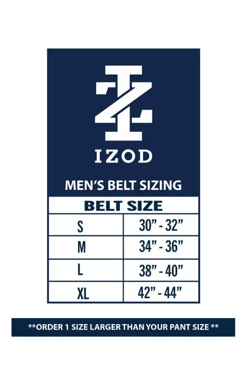 IZOD Genuine Leather Belt With Matte Brushed Gunmetal Hardware