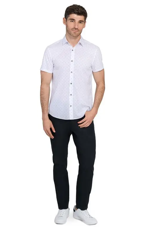 W.R.K Trim Fit Abstract Star Print Short Sleeve Performance Button-up Shirt