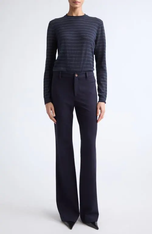 Lafayette 148 New York Striped Cashmere Crewneck Sweater