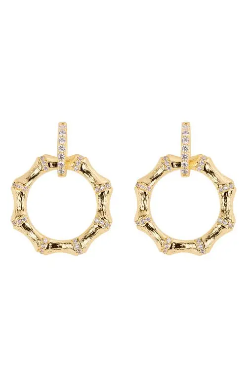 ATHRA LUXE Cubic Zirconia Bamboo Hoop Drop Earrings