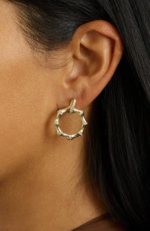 ATHRA LUXE Cubic Zirconia Bamboo Hoop Drop Earrings
