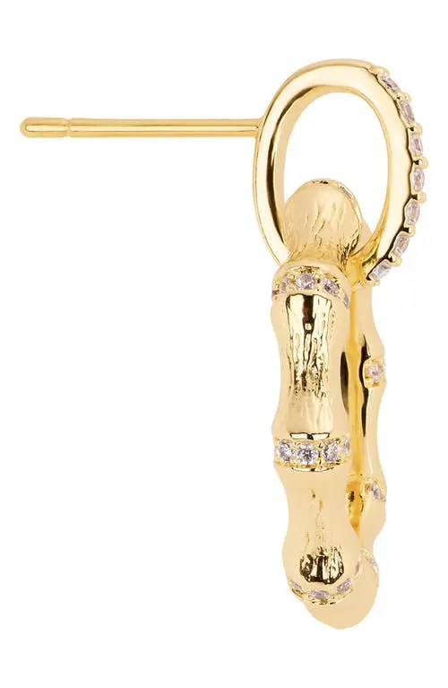 ATHRA LUXE Cubic Zirconia Bamboo Hoop Drop Earrings