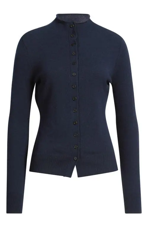 ROWING BLAZERS Merino Wool & Cashmere Mock Neck Button-up Sweater