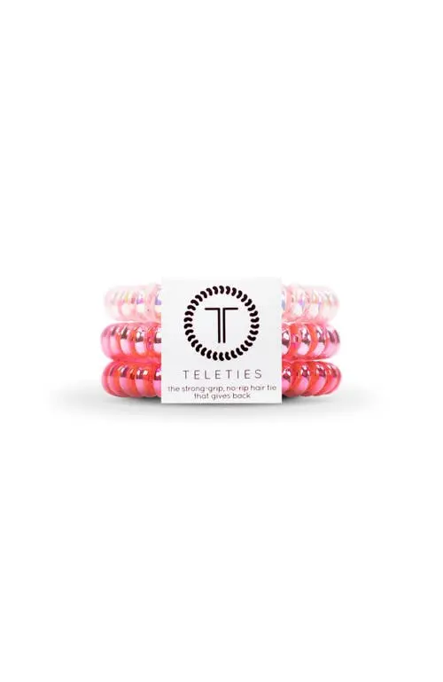 TELETIES Spiral Hair Ties - Think Pink