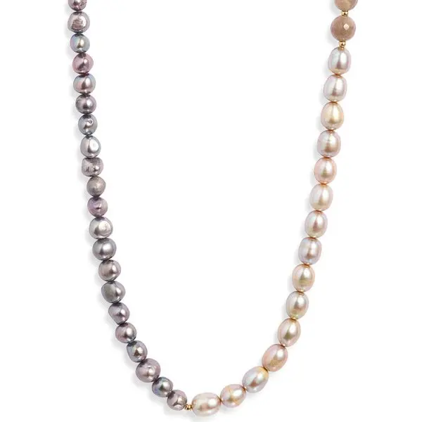 HOUSE OF OLIA Ludi Medi Freshwater And Moonstone Necklace - Pearl