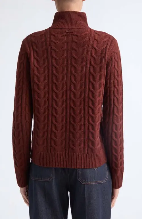 Max Mara Libero Cable Knit Cashmere Quarter Zip Sweater