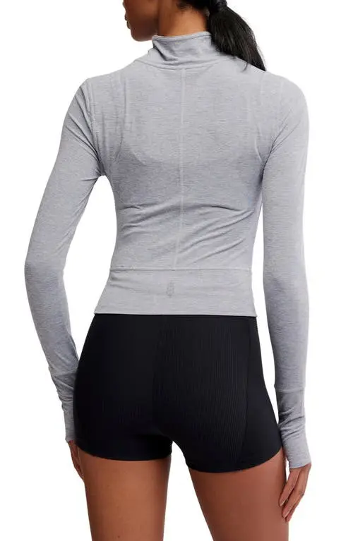 Free People Tempo Ruched Half Zip Crop Pullover