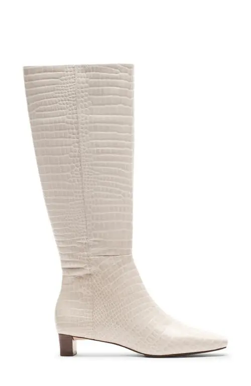 FRANCES VALENTINE Mackie Croc Embossed Leather Knee High Boot