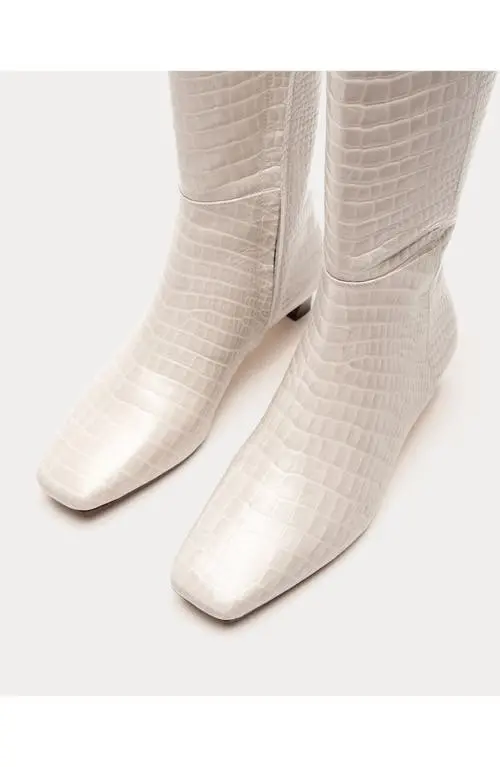 FRANCES VALENTINE Mackie Croc Embossed Leather Knee High Boot