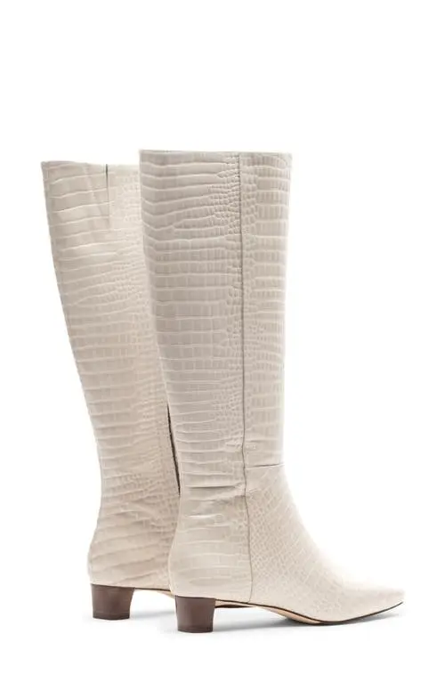 FRANCES VALENTINE Mackie Croc Embossed Leather Knee High Boot