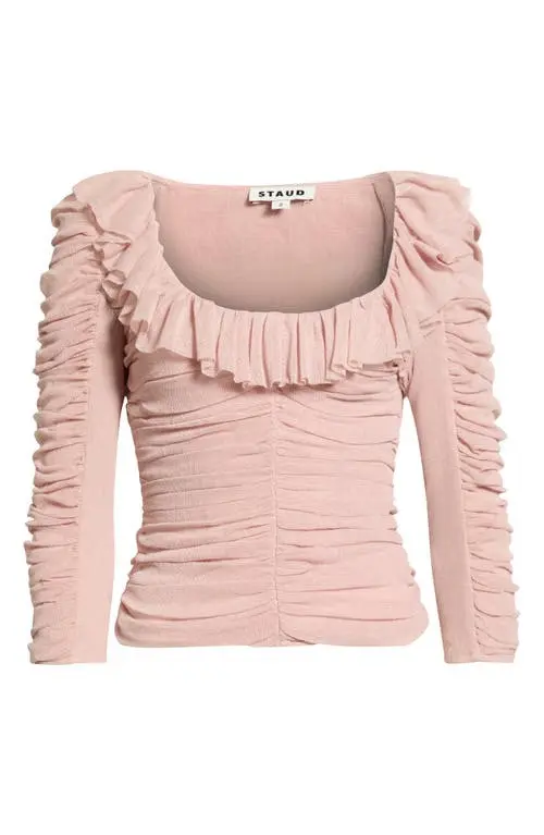Staud Gretta Ruched Ruffle Top