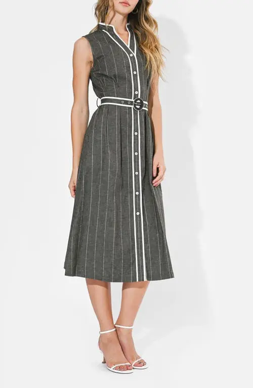 Adelyn Rae Reya Stripe Sleeveless Midi Shirtdress