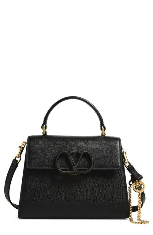Valentino Garavani V-sling Logo Top Handle Leather Bag - Black
